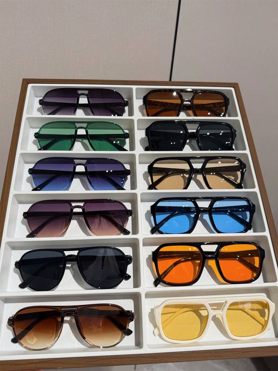 12pcs Square Eyeglasses For Men, Fashion Casual Outdoor Street, Beach ...