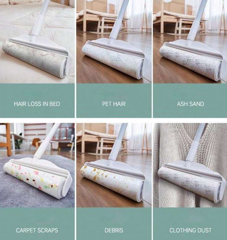 Large Lint Roller, 9.45"/7.48" Wide Carpet Cleaning Lint Roller For Pet ...