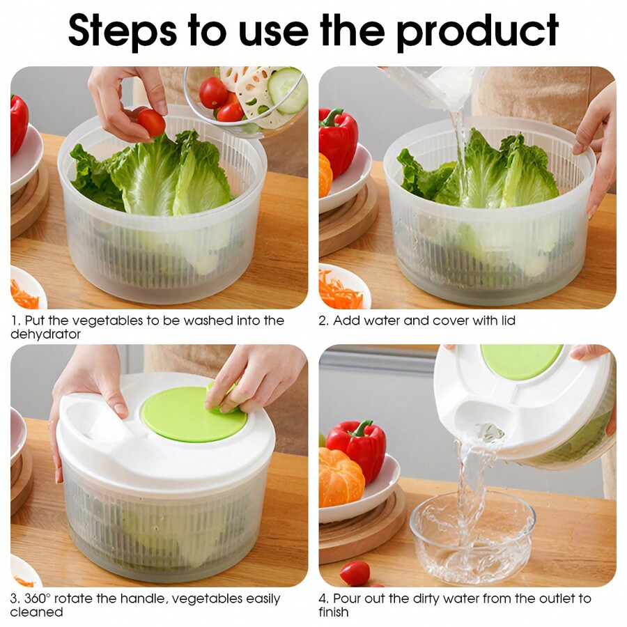 High-Speed Salad Spinner With Storage Lid, Drain, Bowl, And Colander ...