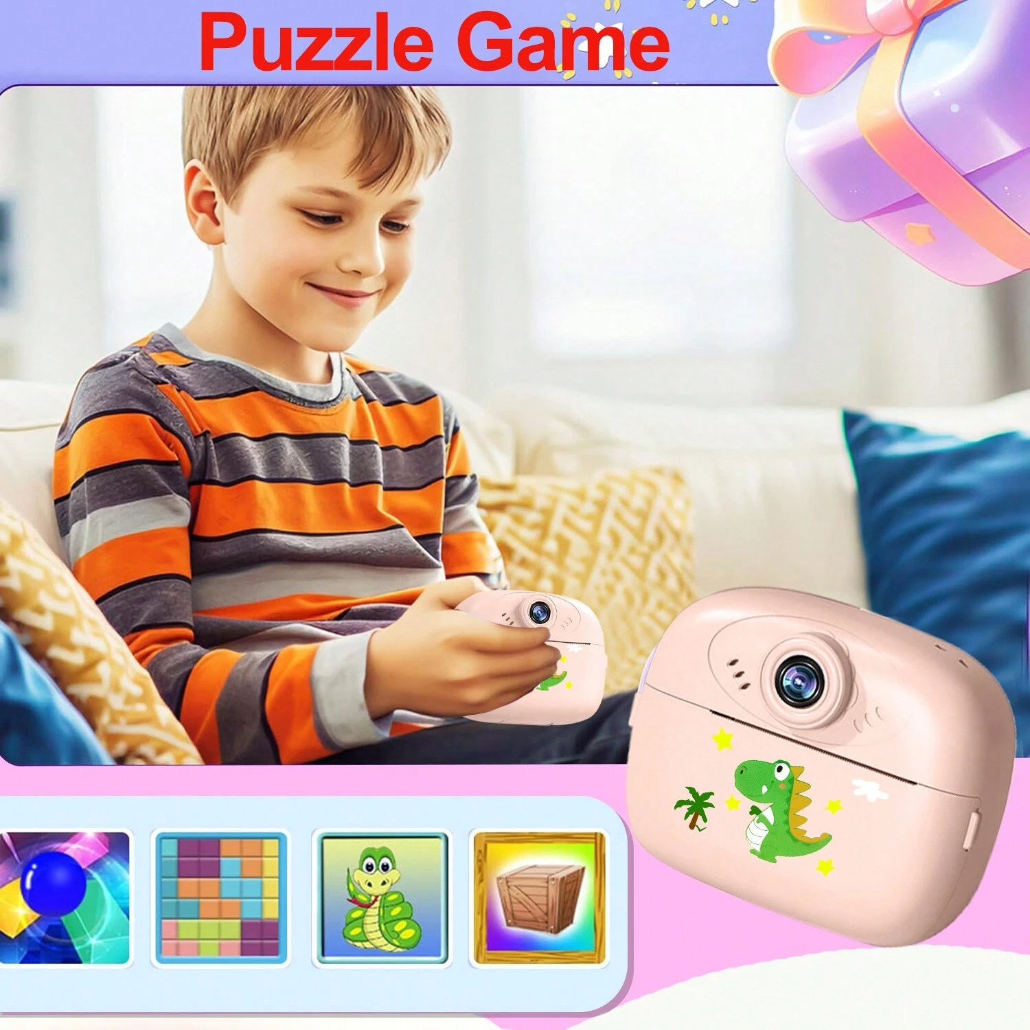 Kids Camera Instant Print, Screen Camera For Children Dinosaur Children ...