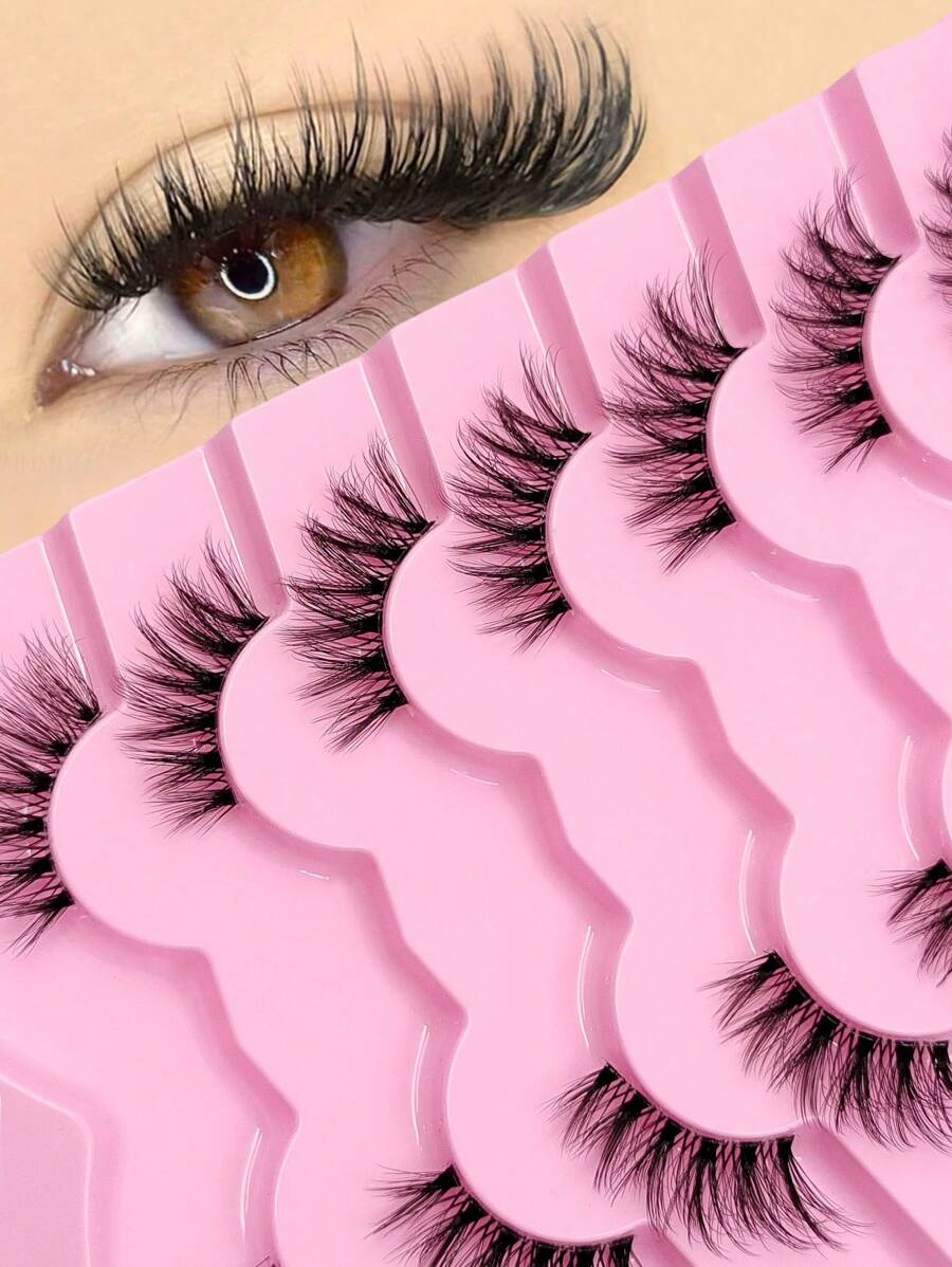 7 Pairs New Half Lashes Natural Lashes Corner Eyelashes Crossed Fluffy ...