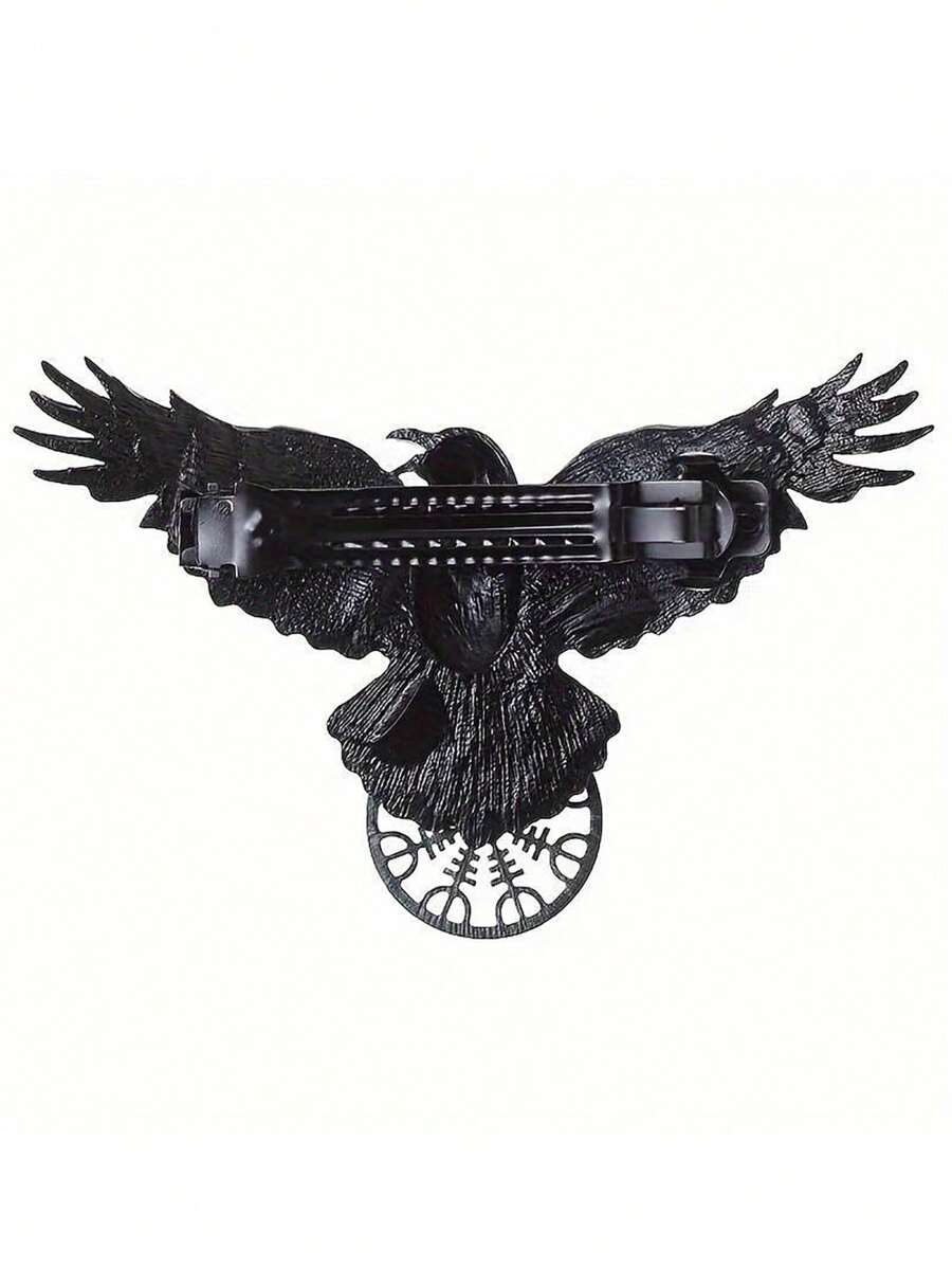 1pc Vintage Viking Inspired Oversized Black Crow Hair Clip/Claw Clip ...