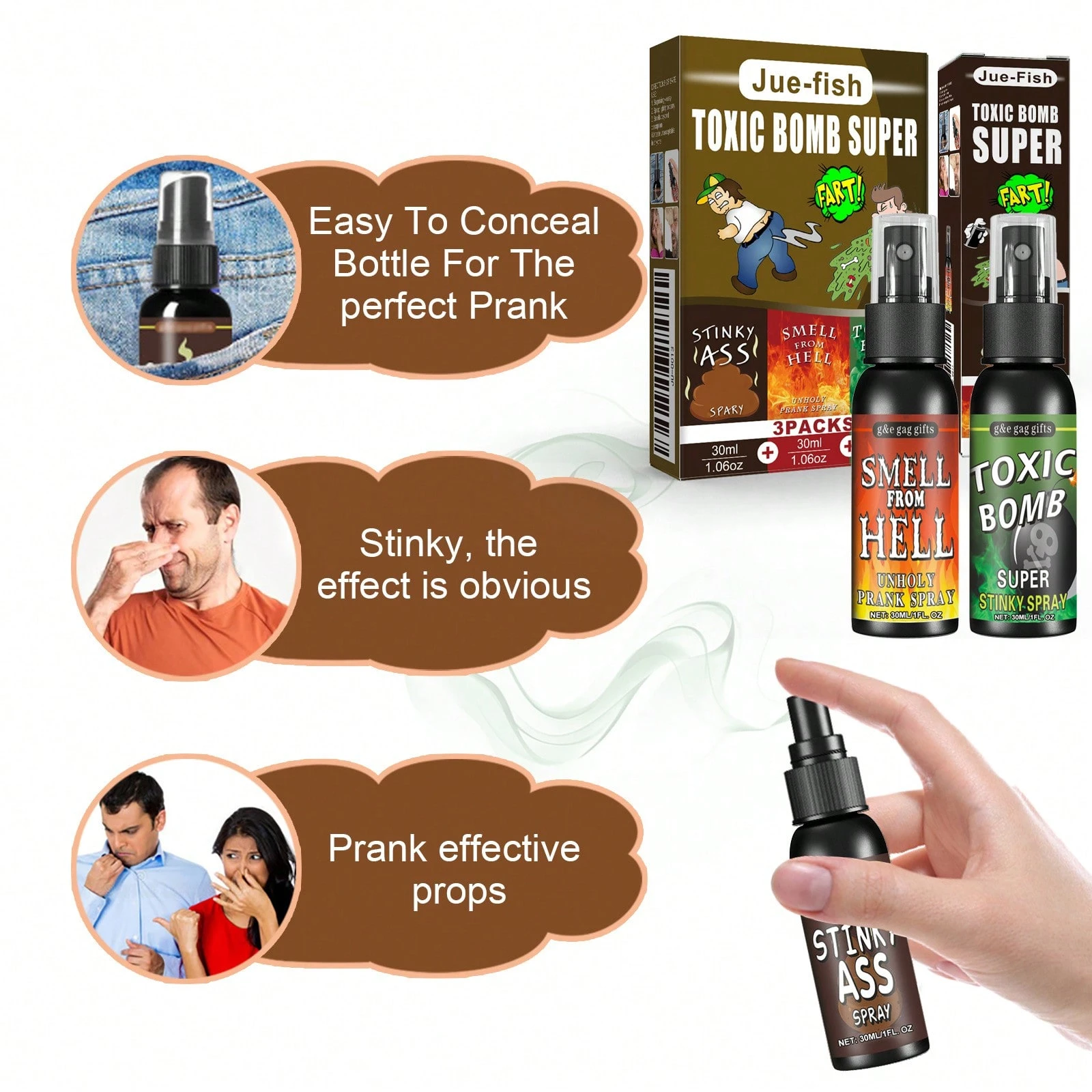 Stink Fart Spray April Fool's Day Prank Liquid Toy Spoof Smell Entertainment Poop Bomb Smell ...