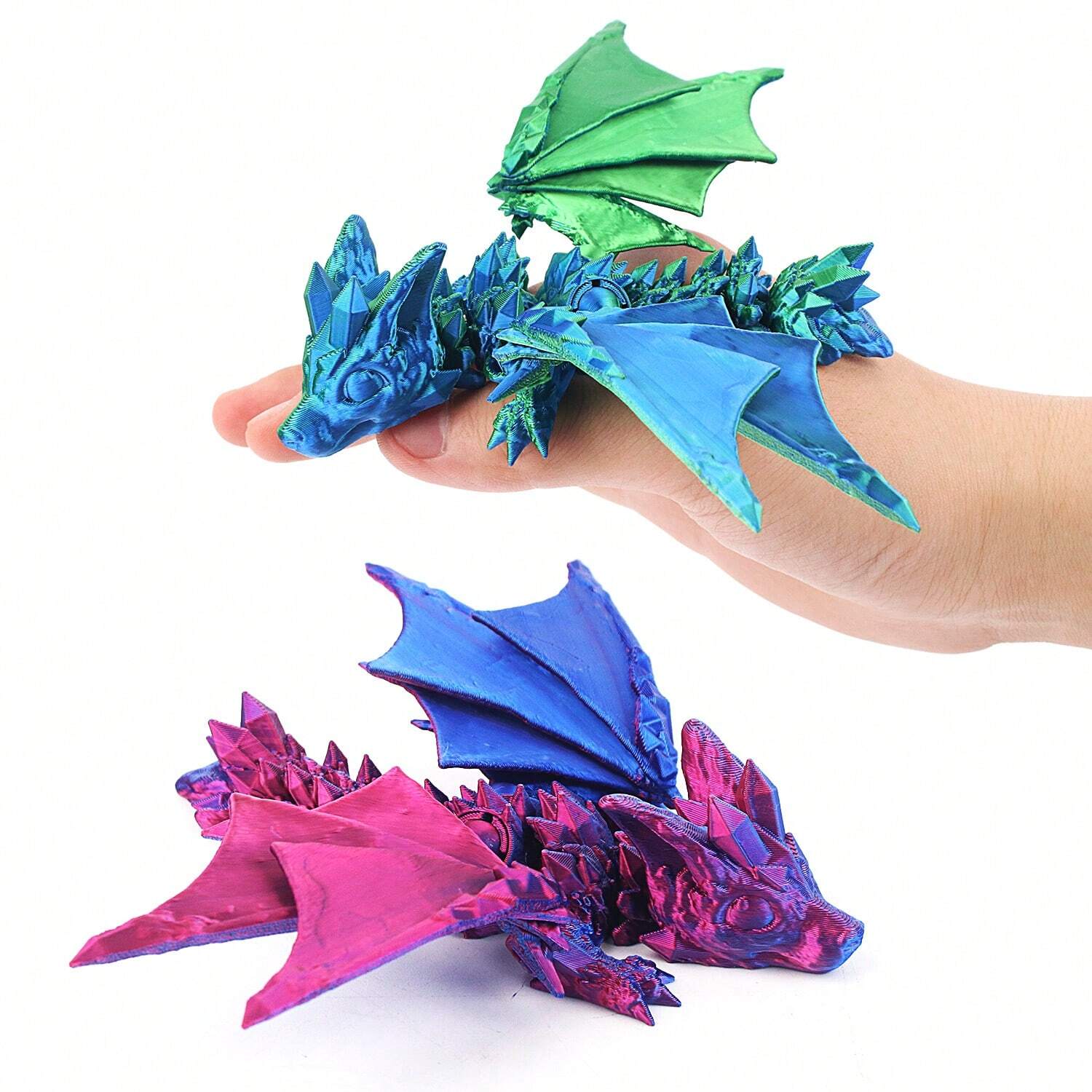 3D Printed Toy With Wings - Crystal Pteranodon, Posable Laser Gradient ...