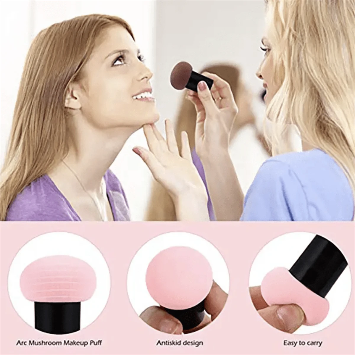 Mushroom Head Shape Puff Makeup Sponges With Handle For Liquid Creams ...