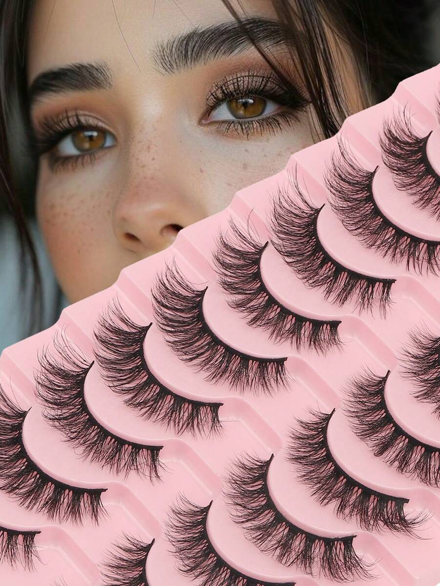 10 Pairs 3D Fluffy Curl Eyelashes, Dramatic Messy Lashes To Lift Makeup ...