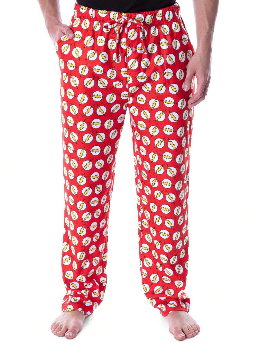 DC Comics Men's The Flash Lightning Bolt Allover Loungewear Pajama ...