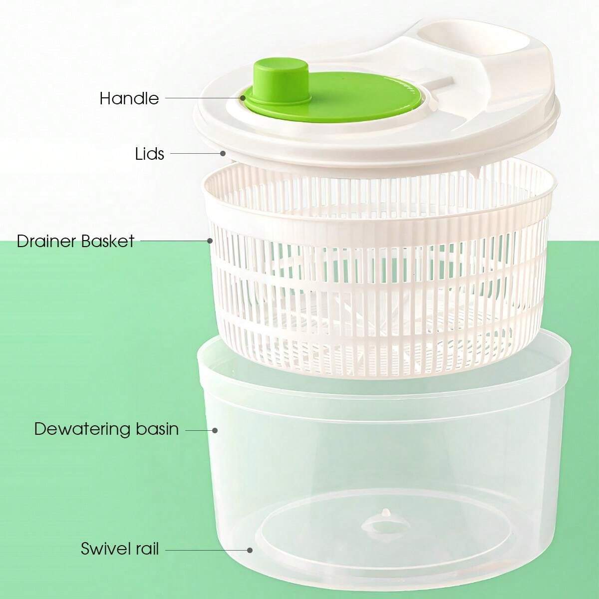 High-Speed Salad Spinner With Storage Lid, Drain, Bowl, And Colander ...