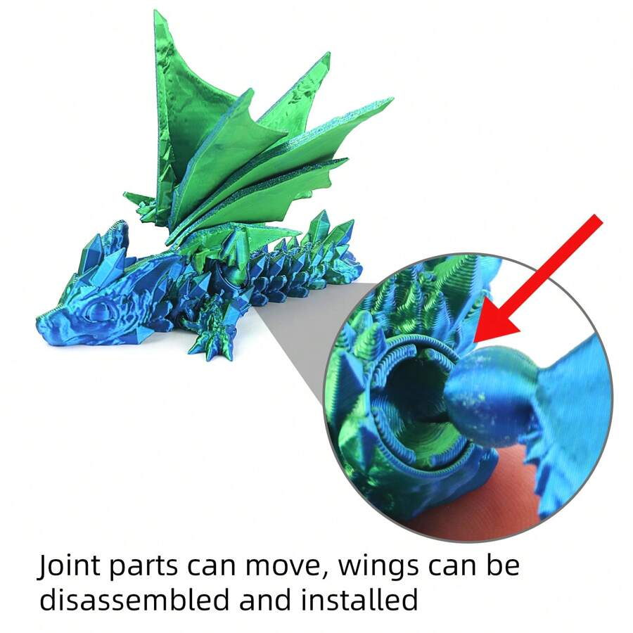 3D Printed Toy With Wings - Crystal Pteranodon, Posable Laser Gradient ...