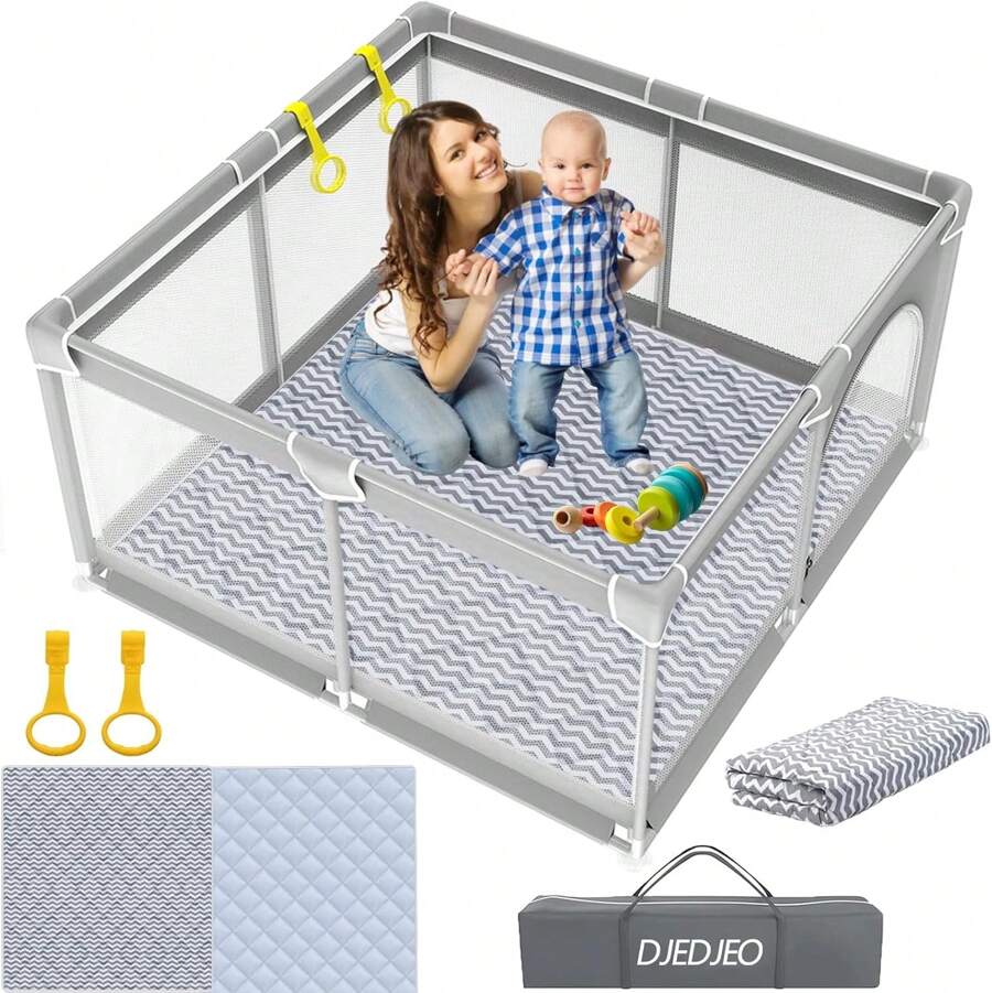 Box Bambini con Materassino, 125x125cm Recinto Bambini con Tappeto, Box ...
