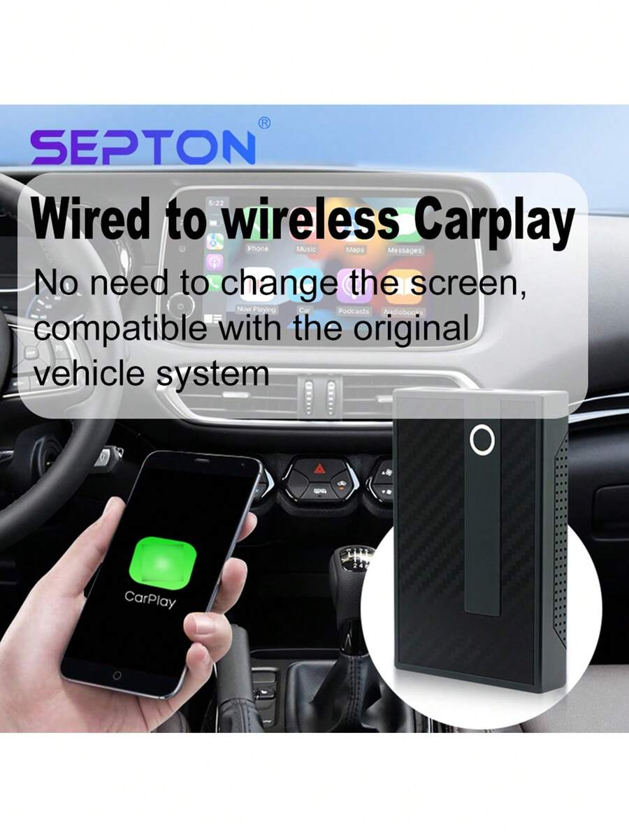 SEPTON 1 Pc SEPTON Smart Ai Box Wireless CarPlay Android Auto Adapter ...