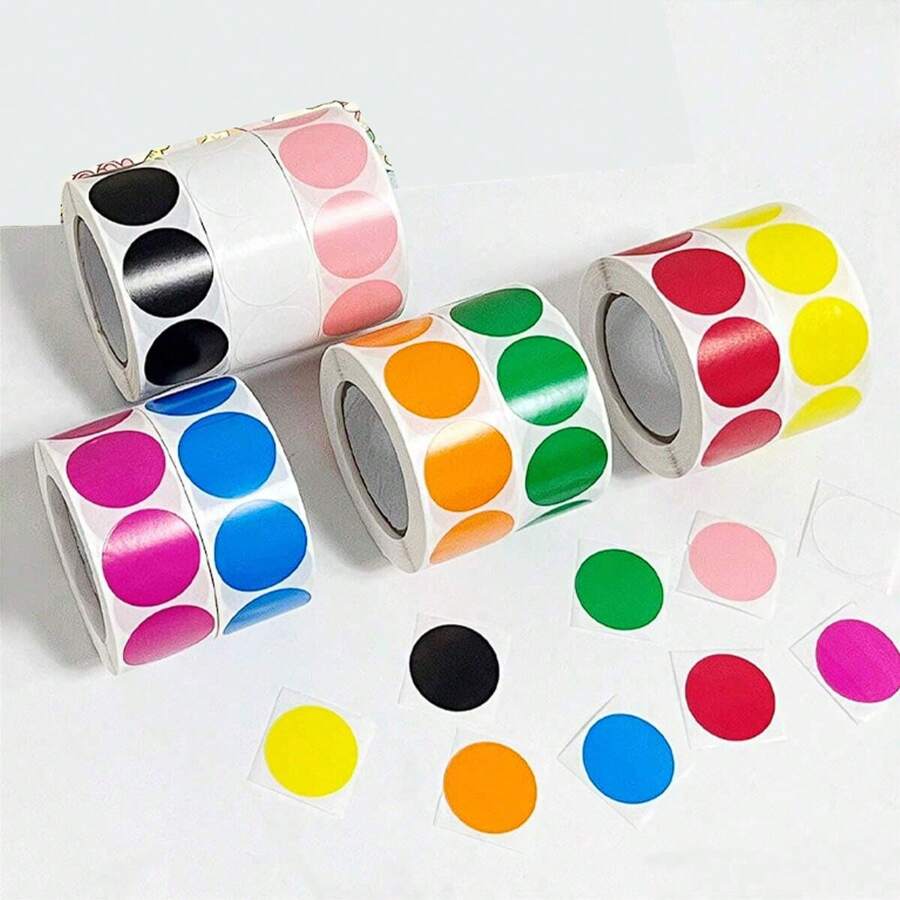 Colored Dot Copperplate Paper Label Roll Record Circular Sealing ...