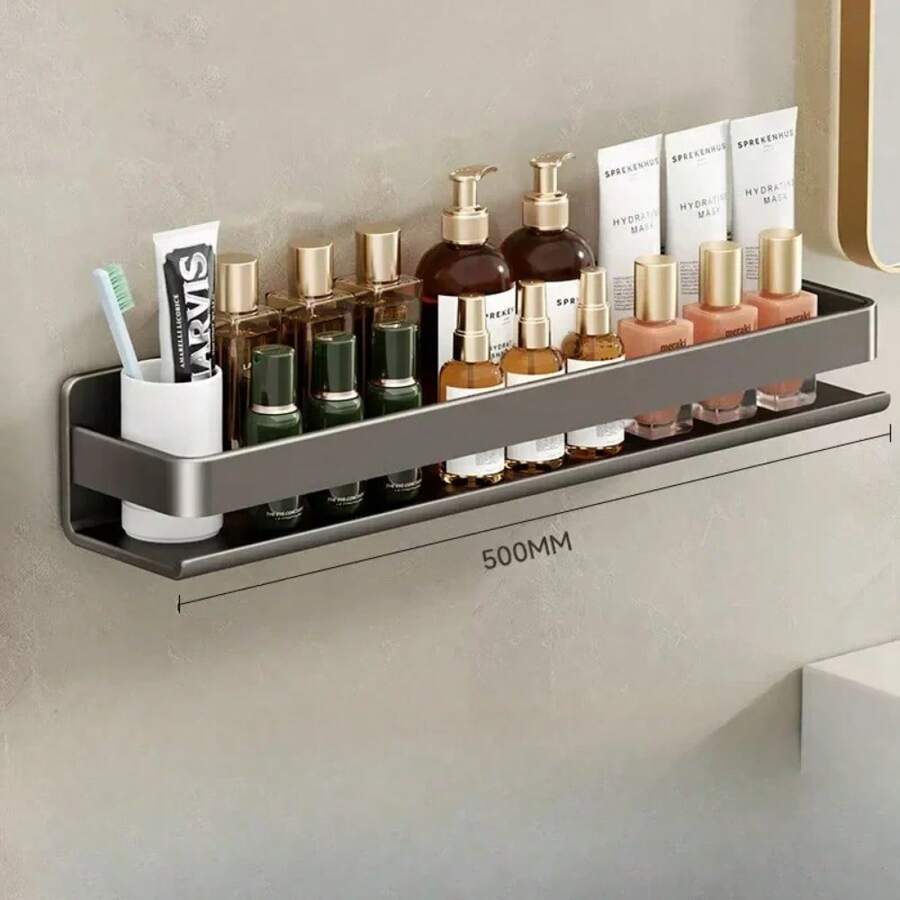 Bathroom Stainless Steel Storage Rack No Punching Kitchen Wall Shelf ...