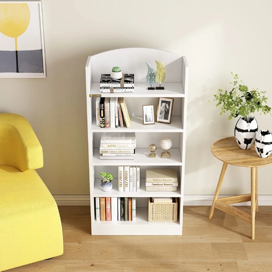 5 Shelf Bookcase Multi Functional Wood Storage Display Open Bookshelf ...