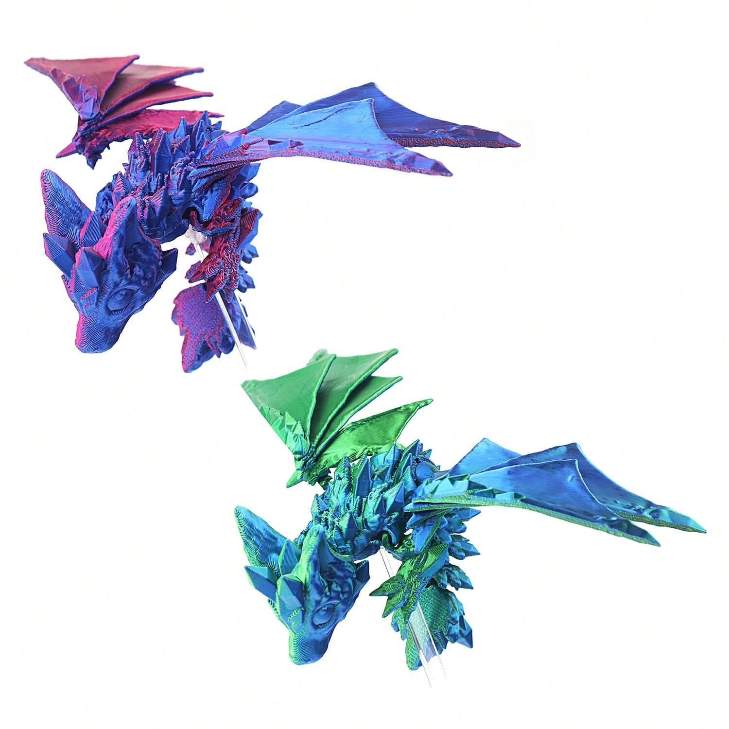 3D Printed Toy With Wings - Crystal Pteranodon, Posable Laser Gradient ...