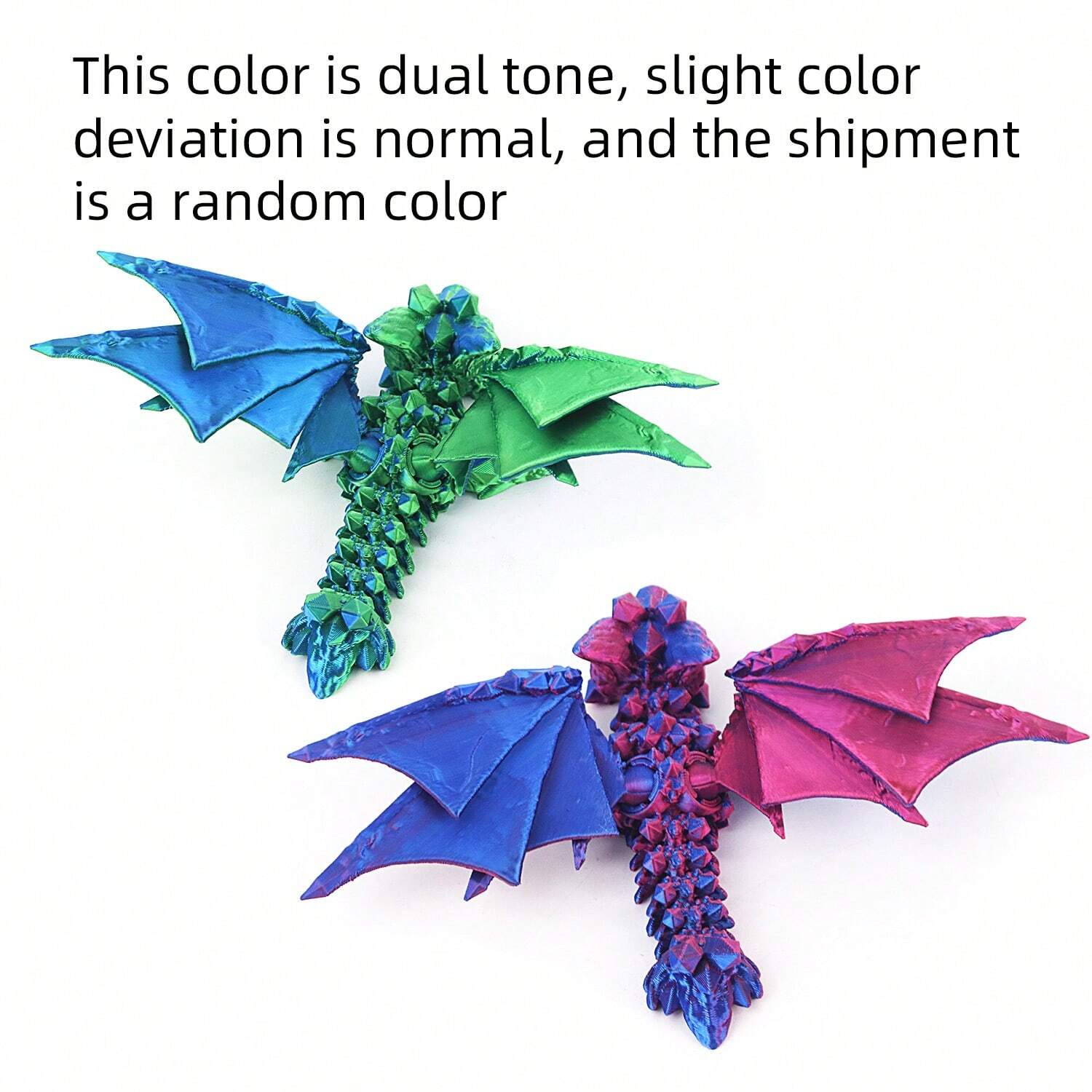 3D Printed Toy With Wings - Crystal Pteranodon, Posable Laser Gradient ...