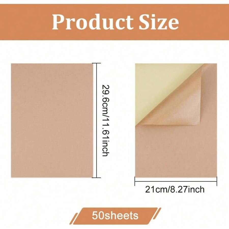 50 Sheets A4 Size Brown Kraft Label Stickers Self-Adhesive Writable And ...