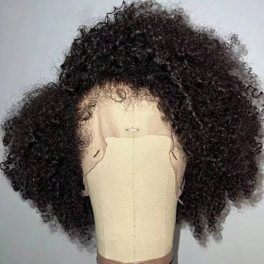 4C Curly Edges Lace Front Human Hair Wigs Afro Curly 13x4 Transparent ...