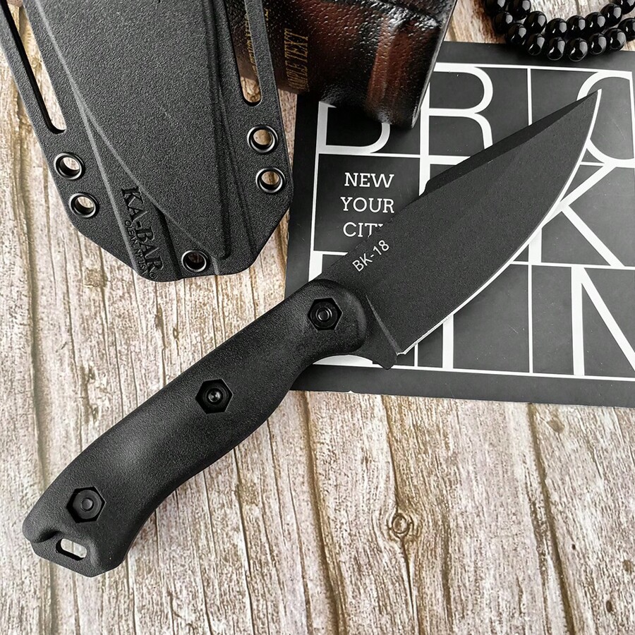 BK18 Outdoor Tactical Fixed Blade Black Nylon Fiberglass Handle ...