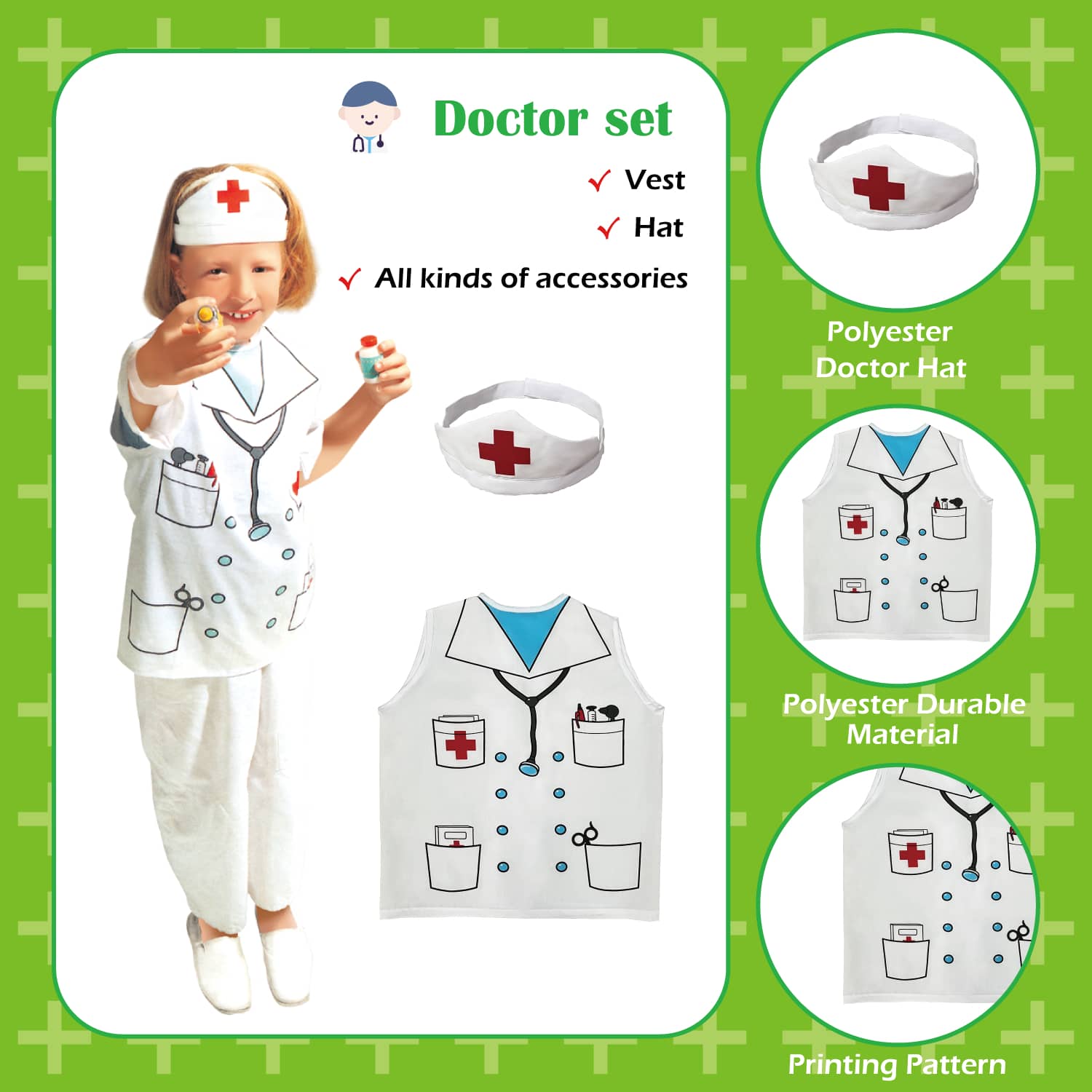 Printing Pattern Doctor Costume For Kids And Toddlers, Pretend Doctor ...