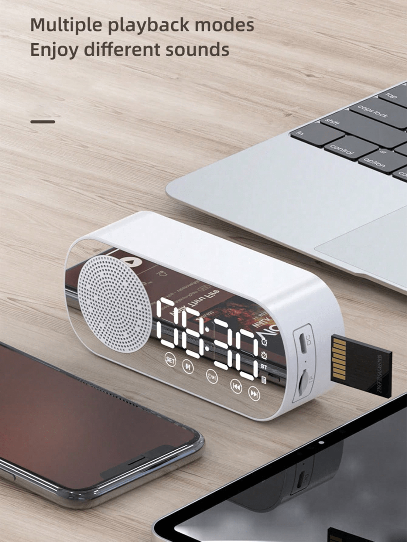 Multi-Function Clock Speaker, Wireless Speaker Gift Clock Alarm Clock, Smart Speaker Bass Plug ...