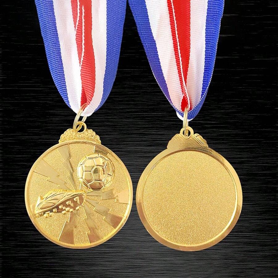 1pc Football Medal, Zinc Alloy Gold, Silver Or Bronze Sports Award ...