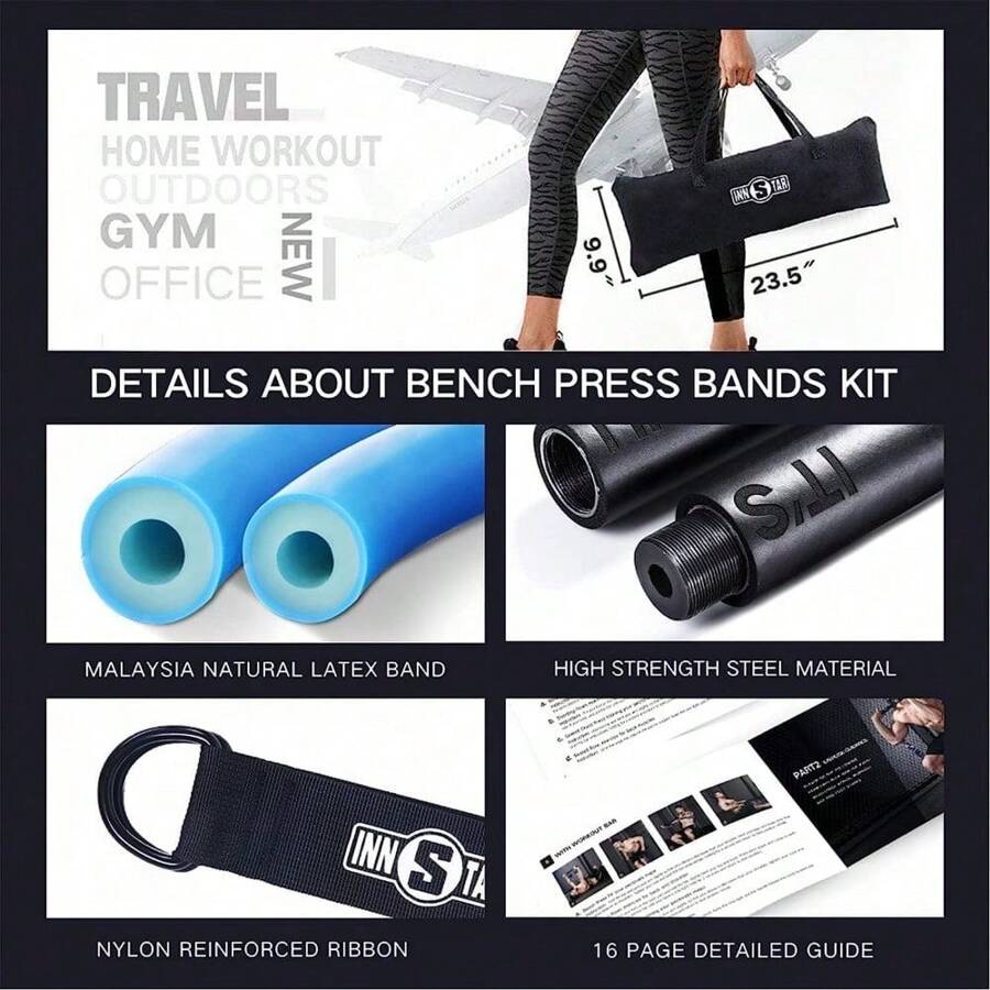 INNSTAR Resistance Bands Bar Exercise Bands Attachment 38" Black Max ...