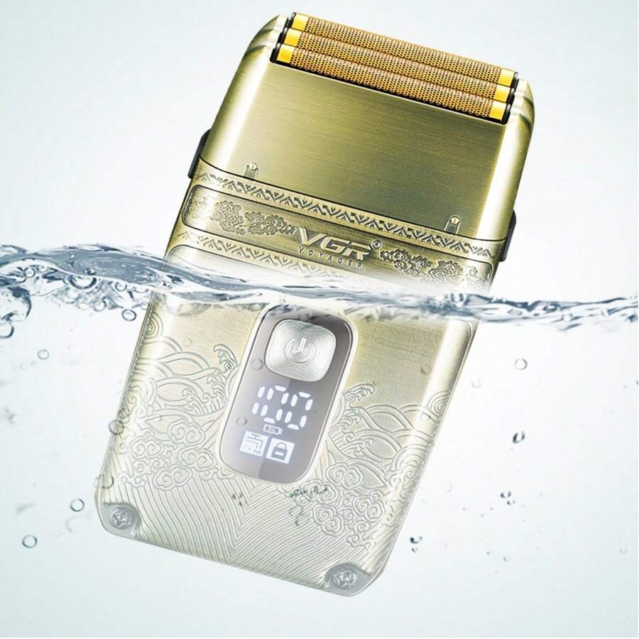 VGR VGR Razor Metal Vintage Reciprocating Shaver Waterproof Digital Display Razor Electric ...