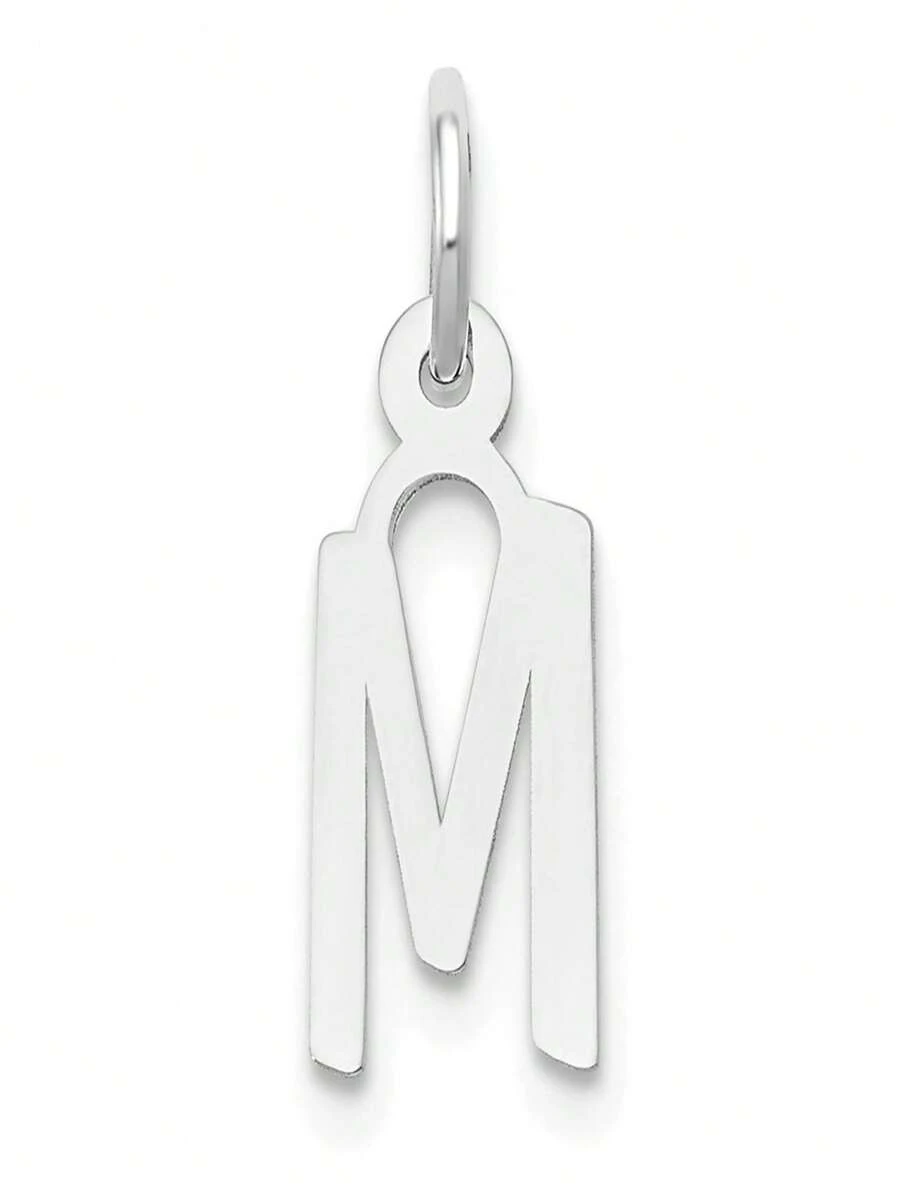 14K White Gold Small Slanted Block Letter M Initial Charm | SHEIN USA