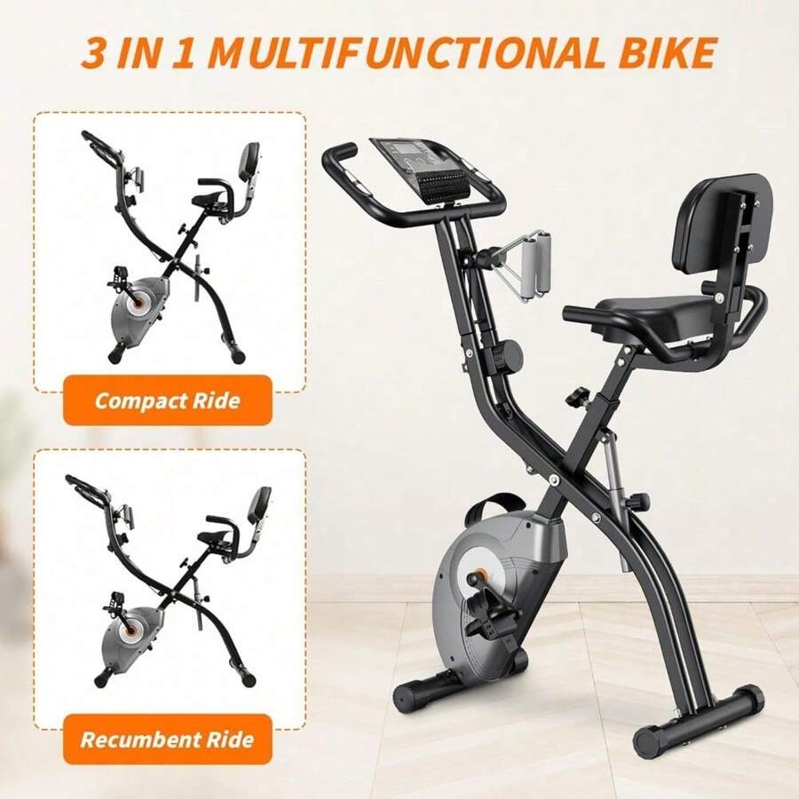 ATIVAFIT Folding Exercise Bike Foldable Fitness Indoor Stationary Bike ...