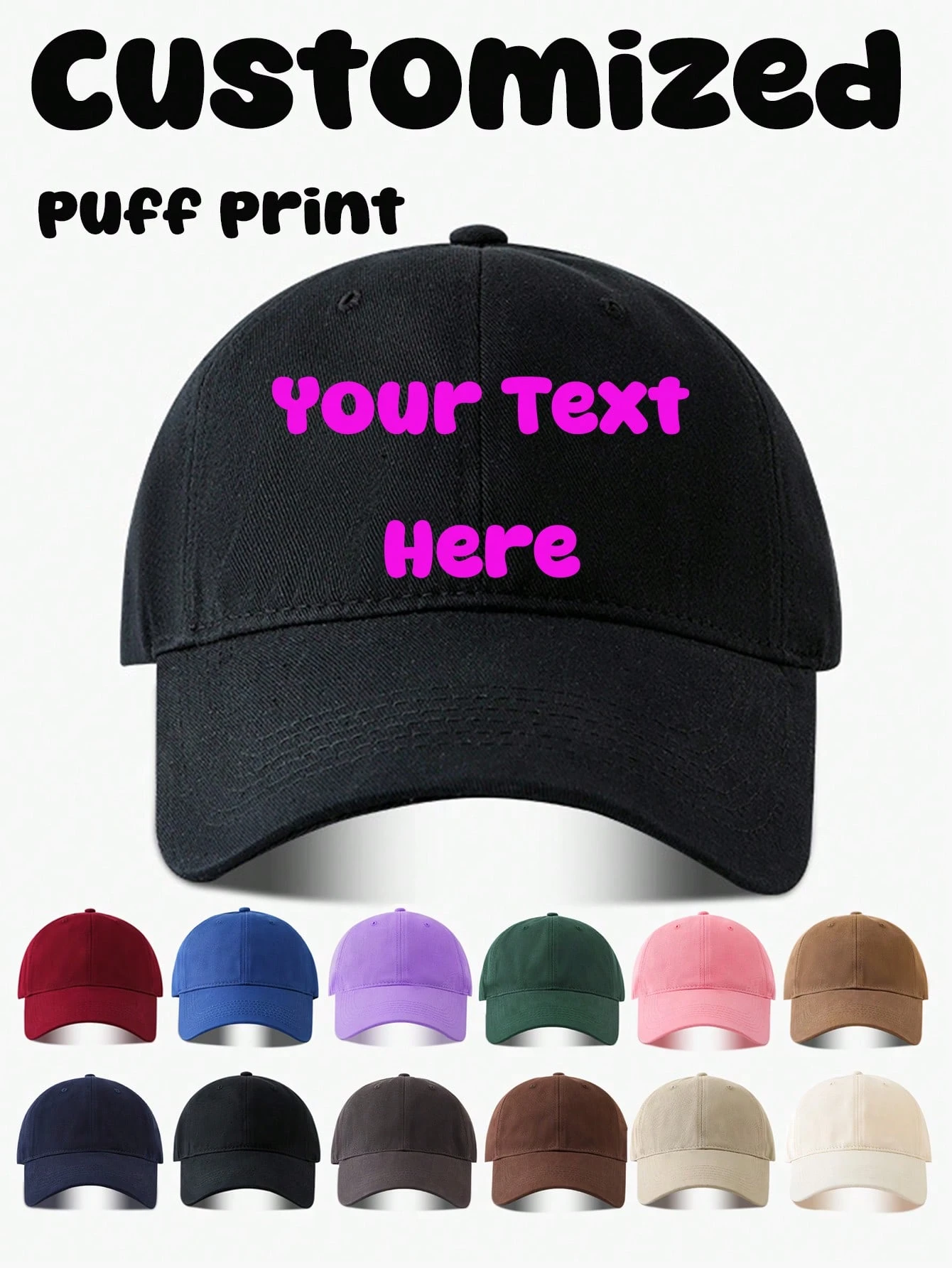 [Customization] One Unisex Personalized Baseball Cap With Text, Name Or ...