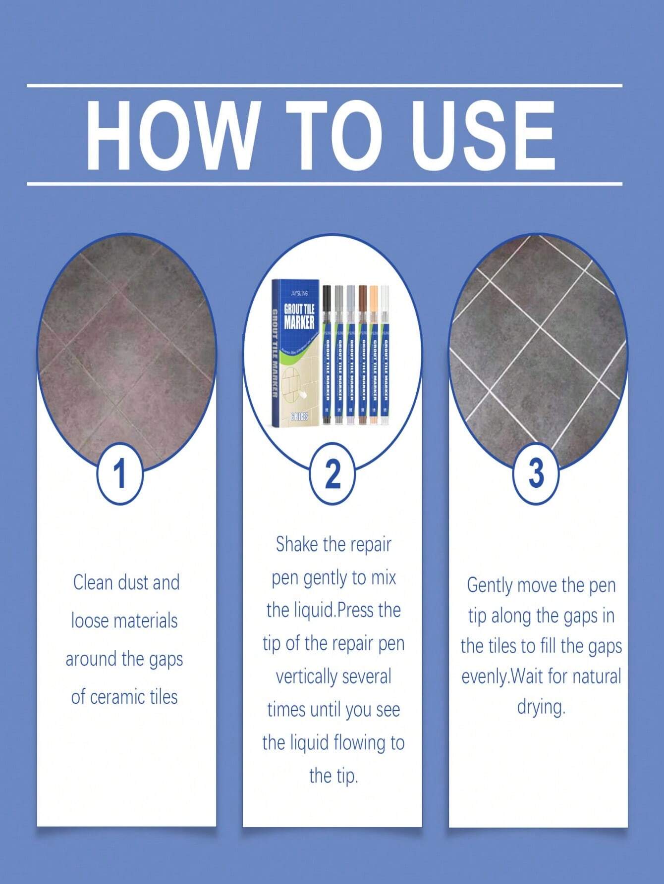 Ceramic Tile Grout Pen, Waterproof Anti-Mold Tile Grout Filler For ...