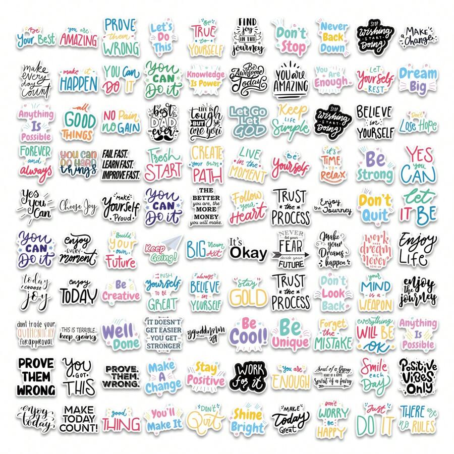 100pcs Minimalist Motivational Quote Stickers, Suitable For Decorating ...