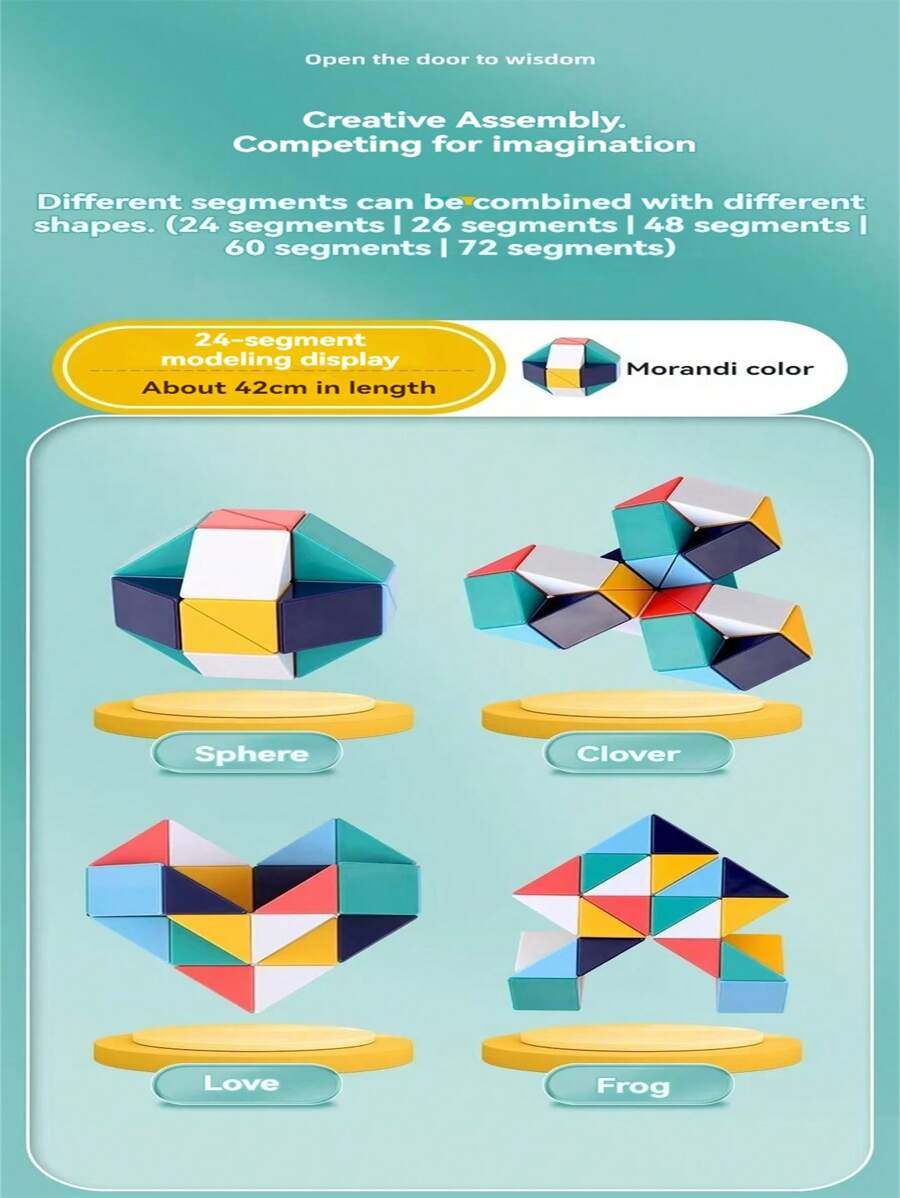 24-Section Rainbow, Macaron, Muted Color Changing Puzzle Fidget Stick ...