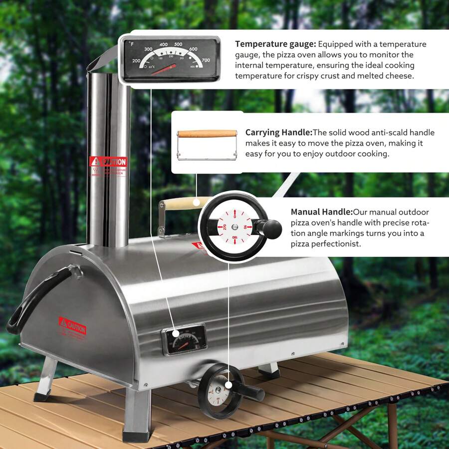 Silver Pizza Oven Outdoor 12" Semi-Automatic Rotatable Pizza Ovens ...