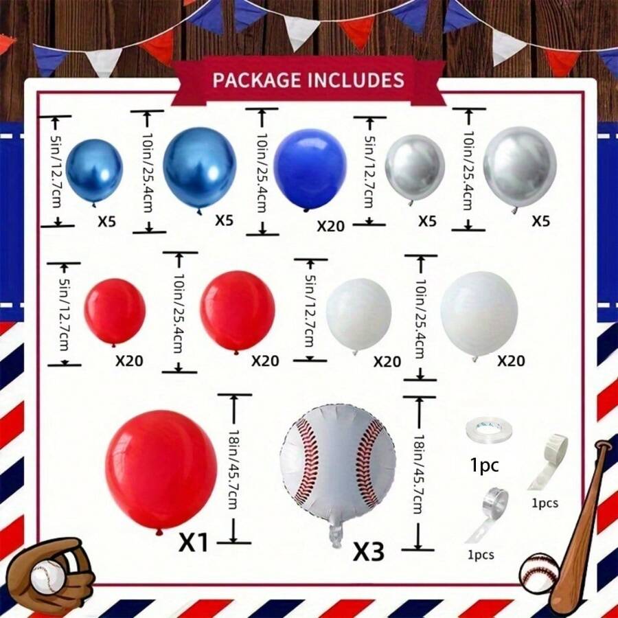 127pcs, Baseball Balloon Garland Arch Kit, Sports Theme Party ...