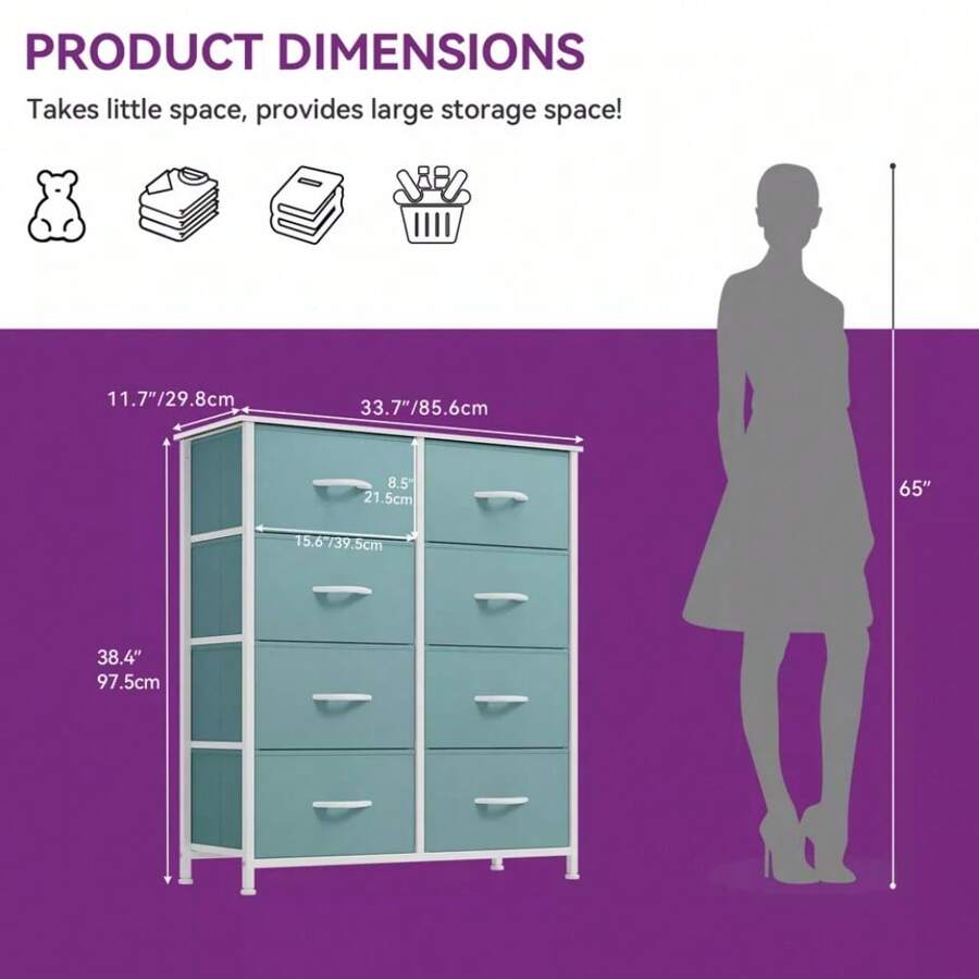 8 Drawer Dresser Fabric Chest Tower Storage Organizer Bedroom Nightstand | SHEIN USA