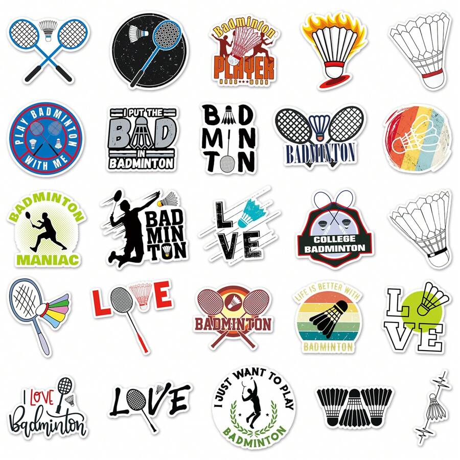 50Pcs Badminton Stickers Sports Stickers Graffiti Stickers Art Stickers ...