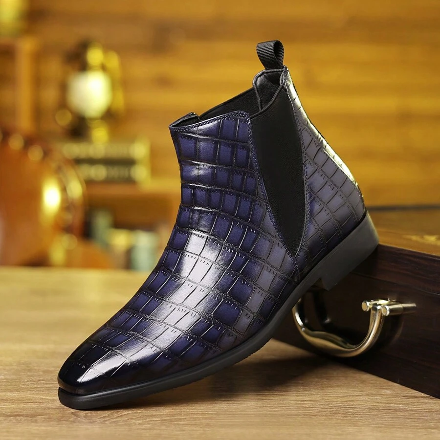 Botas Chelsea de Couro Masculinas, Elegantes Botas Chelsea de Cano Alto ...