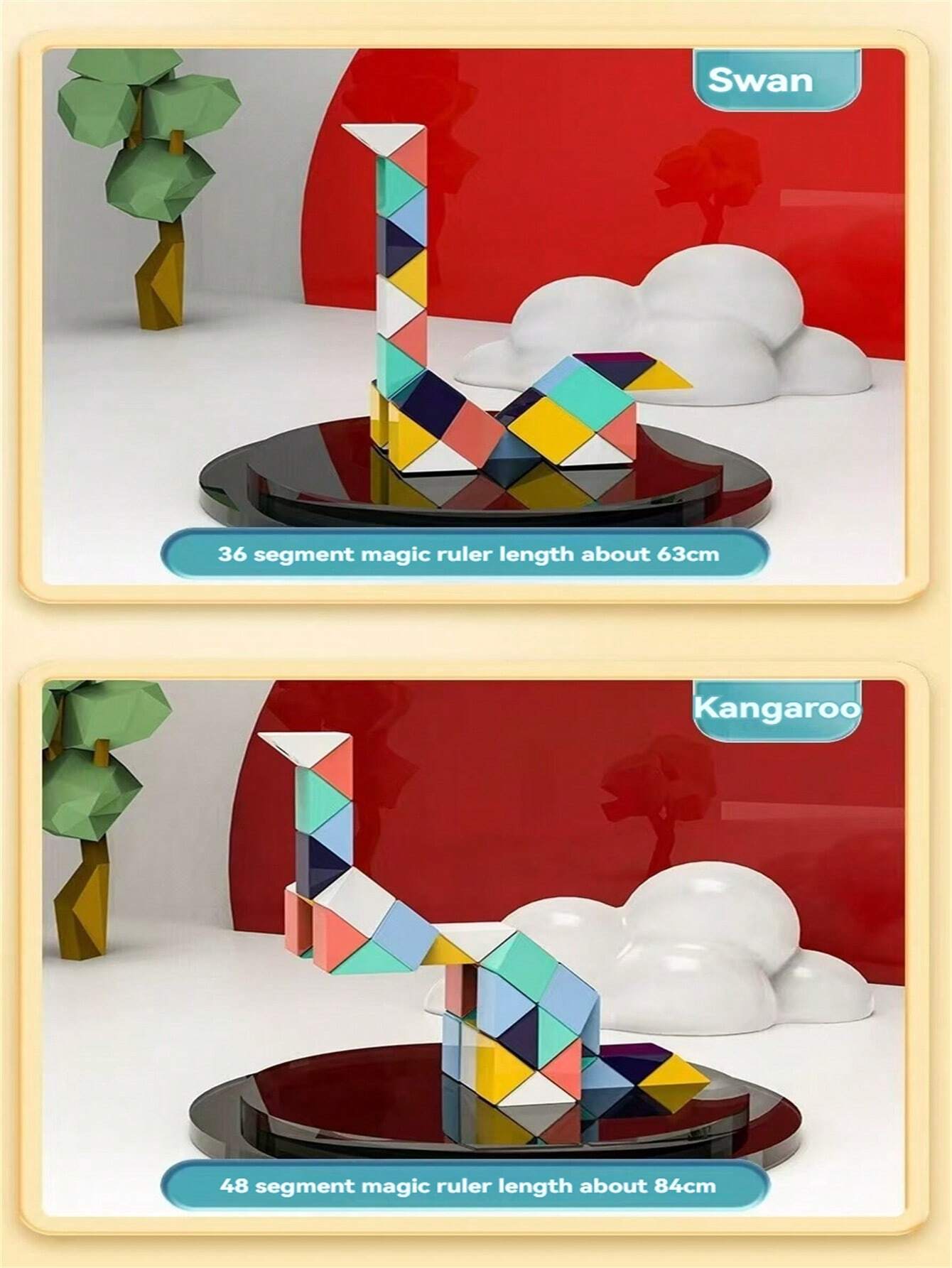 3D Magic Ruler Puzzle Toys, Twist Cube Transforming Puzzle Educational ...