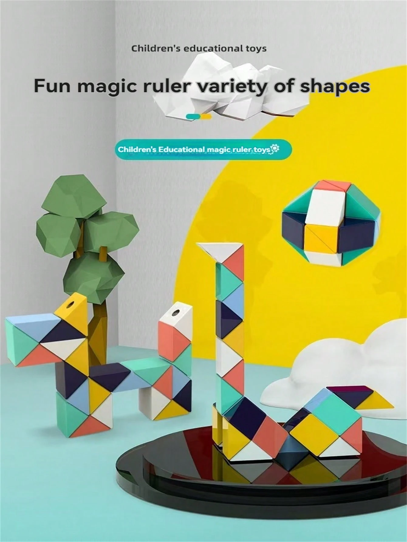 3D Magic Ruler Puzzle Toys, Twist Cube Transforming Puzzle Educational ...