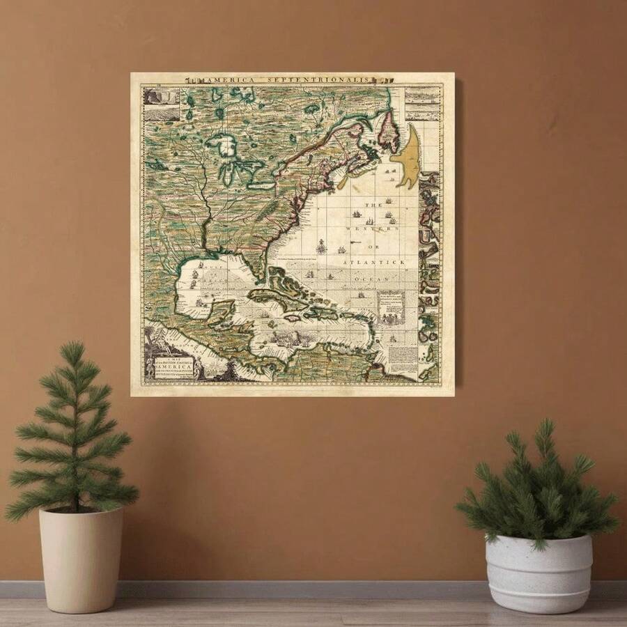 18" X 18" Vintage 1773 Map Of British Empire In North America Wall Art ...