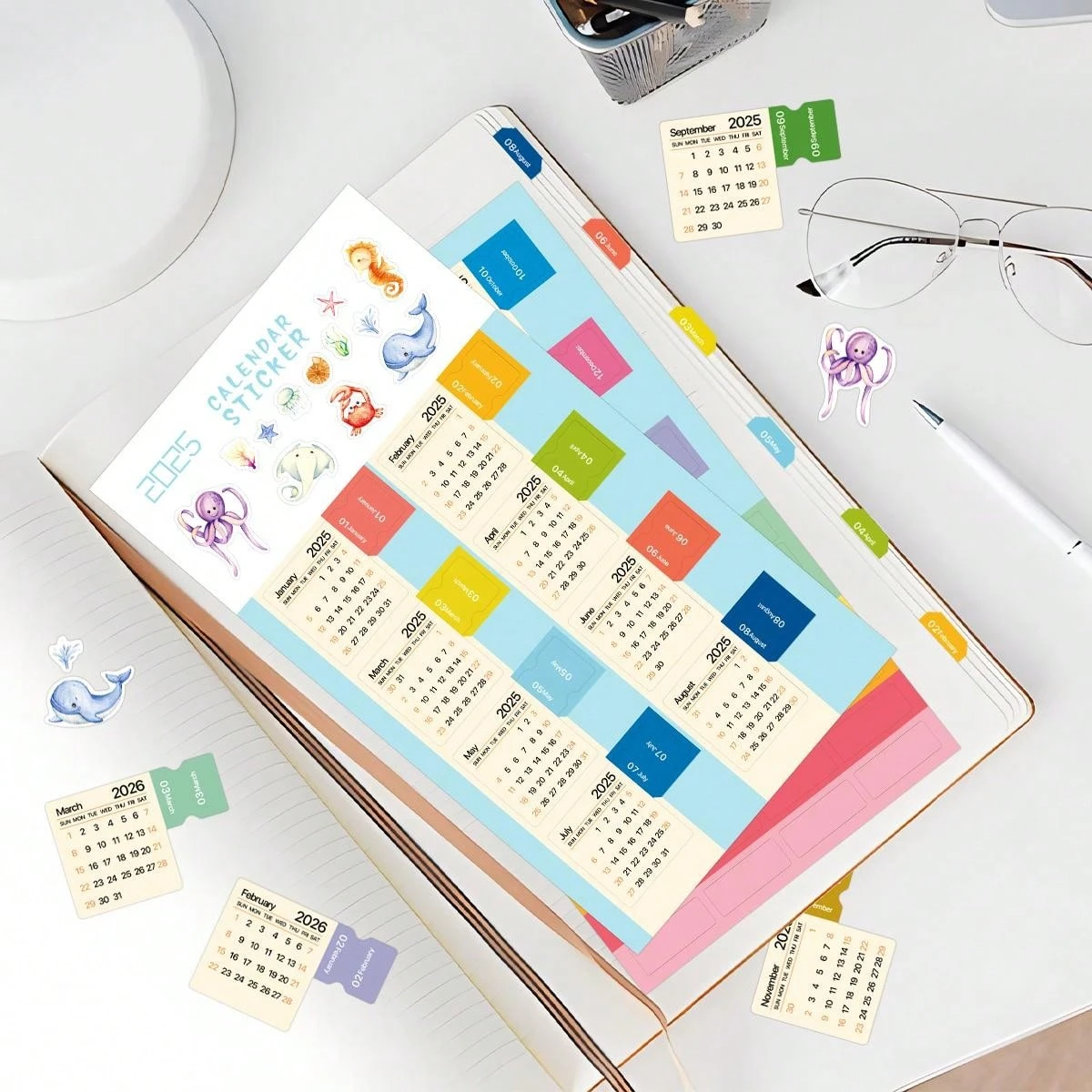 2 Sheets 2025 Monthly Calendar Stickers, Monthly Planner Adhesive Index ...