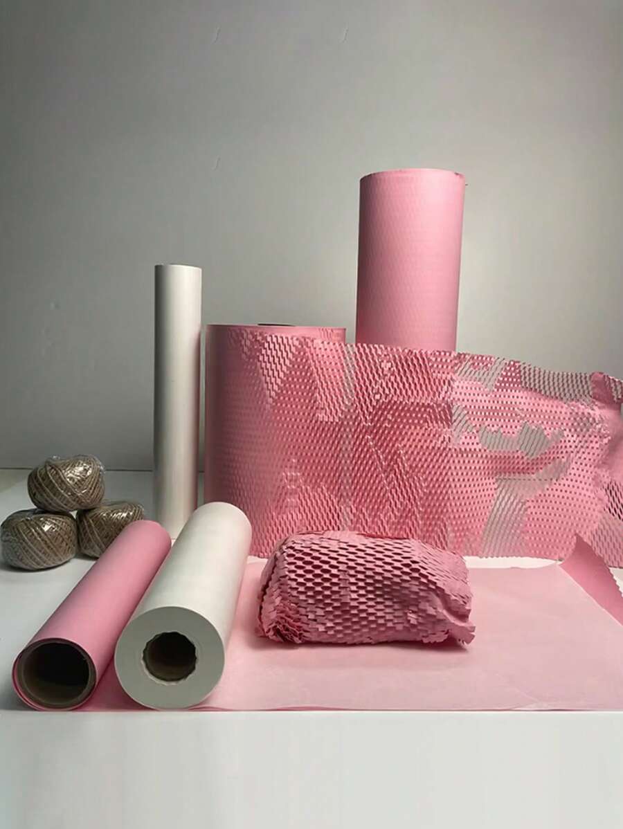 10M/Roll Pink Packaging Paper Honeycomb Cushioning Roll Perforated ...