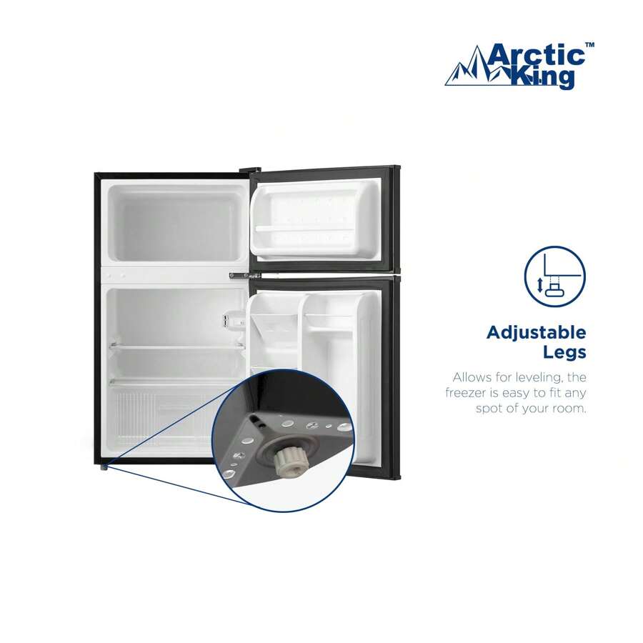 Arctic King 3.2 Cu Ft Two Door Mini Fridge With Freezer, Black, E-Star ...