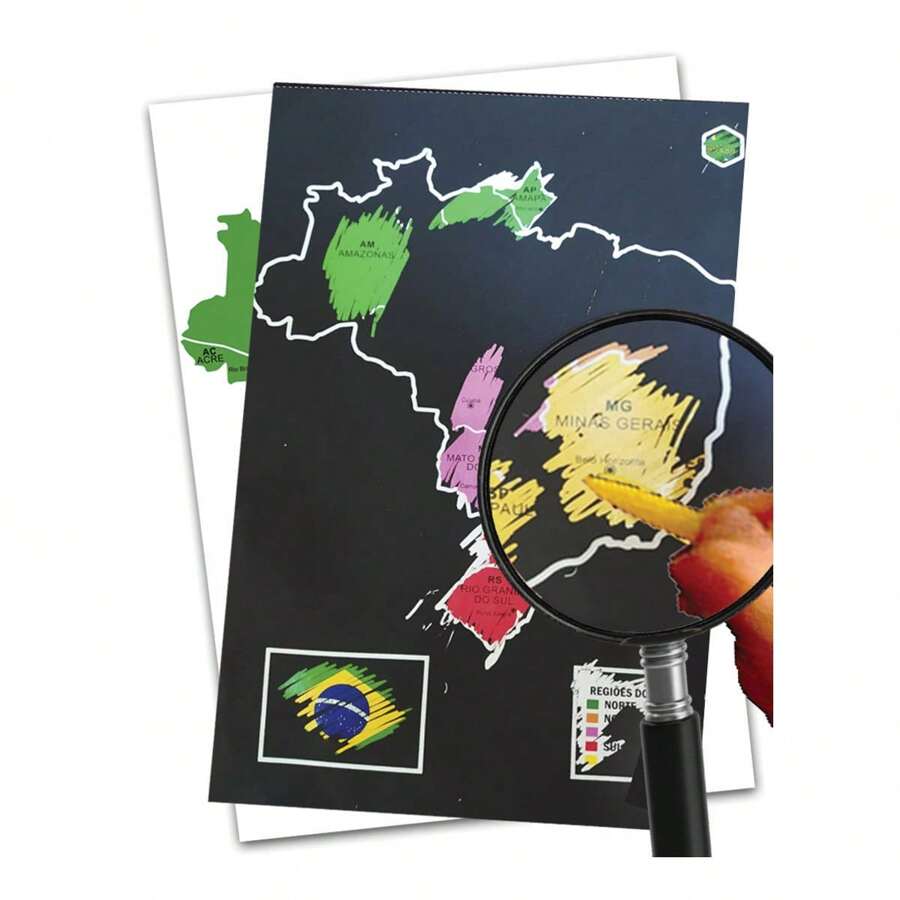 Magic Paper Educational Map Of Brazil A4 1 Scratching Stick And 1 Off ...