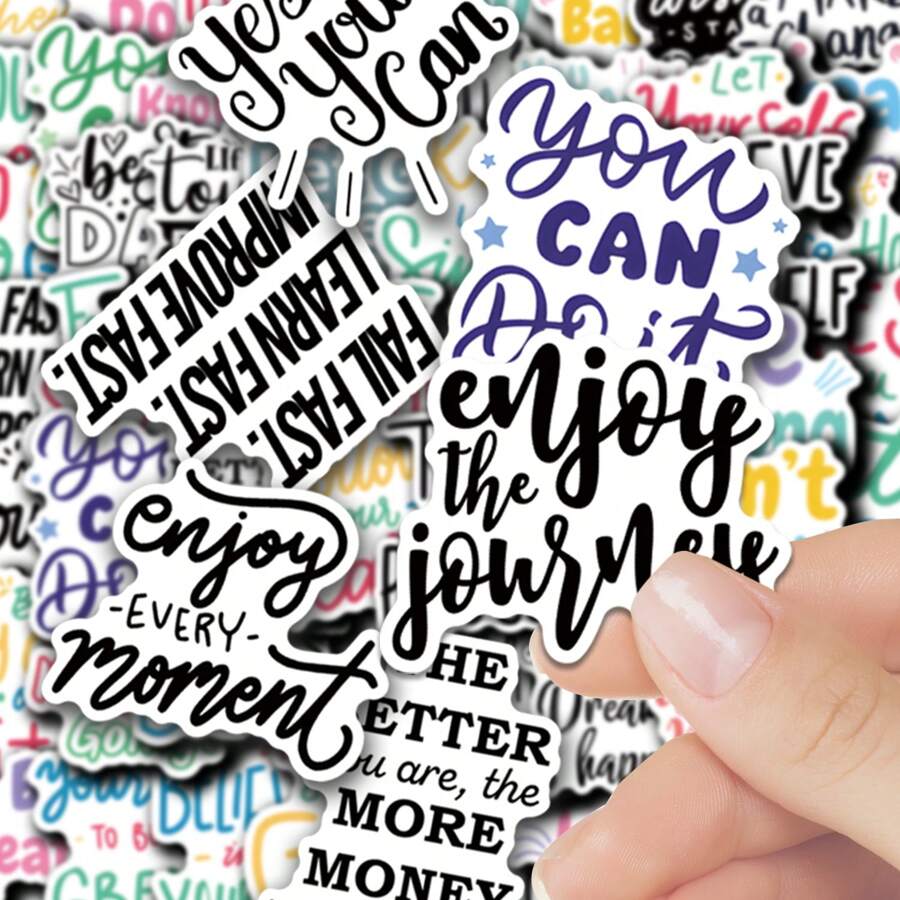 100pcs Minimalist Motivational Quote Stickers, Suitable For Decorating ...