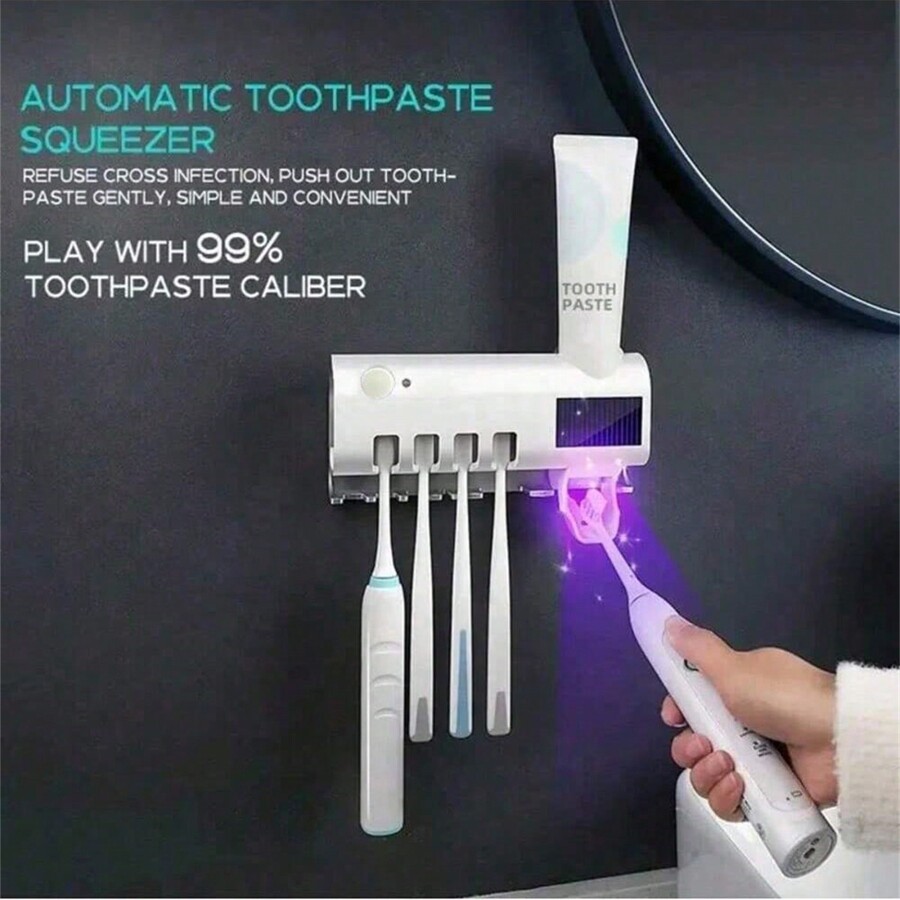 Wall-Mounted Smart Toothbrush Sanitizer, UV-Free, Solar Powered Cleaner ...