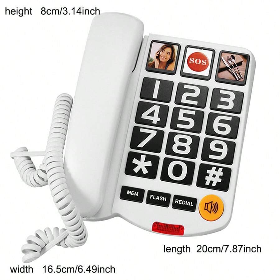 Wired Home Phone Landline, Large Button For Elderly, High Volume, Hands ...