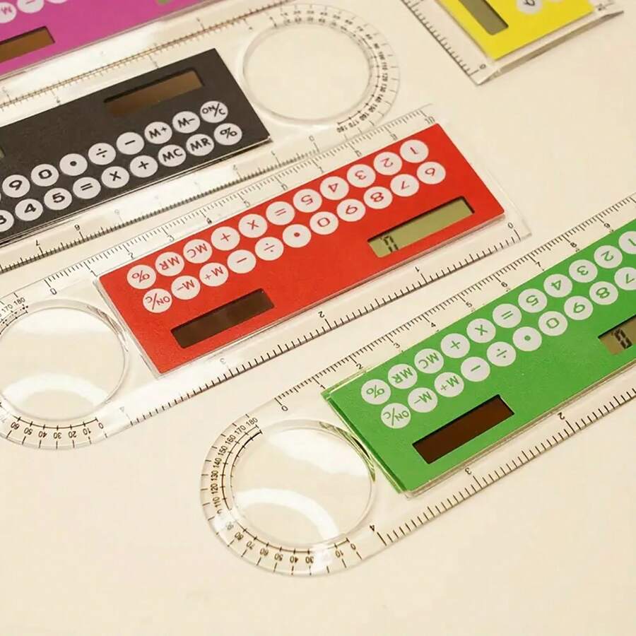 Mini Ultra-Thin Ruler With Solar Power Calculator, Magnifier, Multi ...